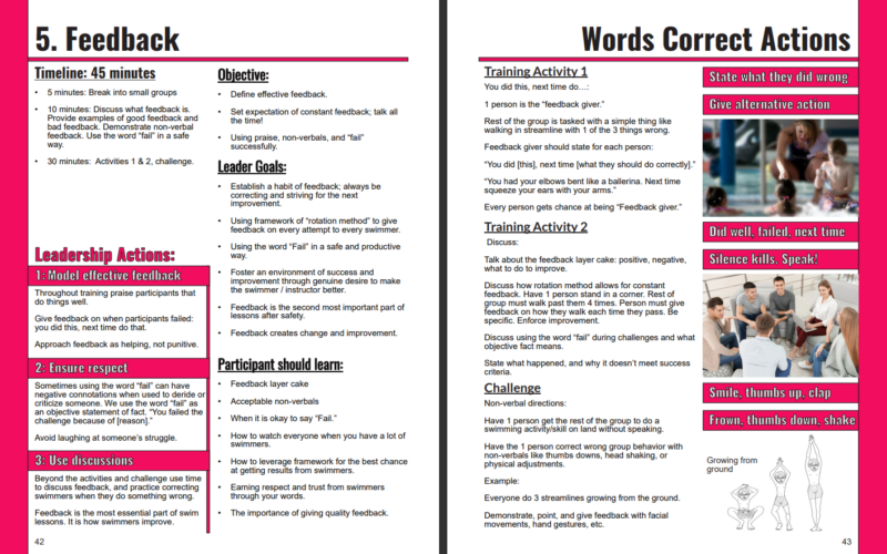 Giving Feedback during swimming lessons