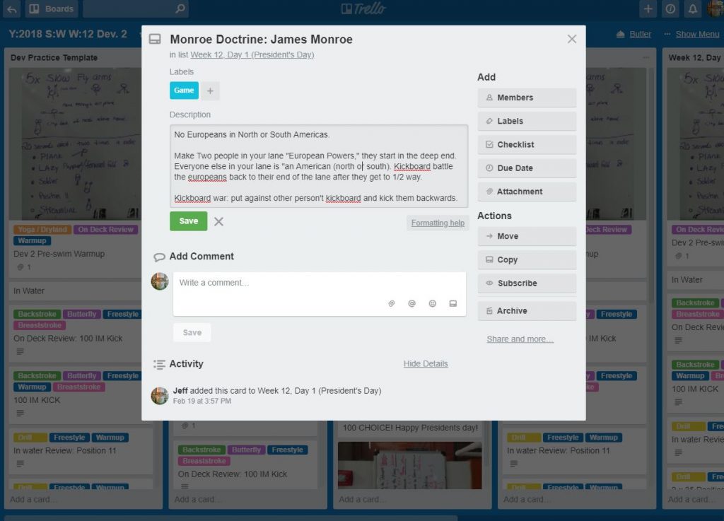 Swimming Game – President’s Day Trivia – Swimming Ideas